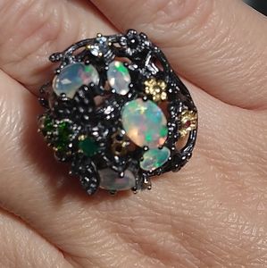 Jewelry | Incredible Genuine Opal Onix Art Ring | Poshmark